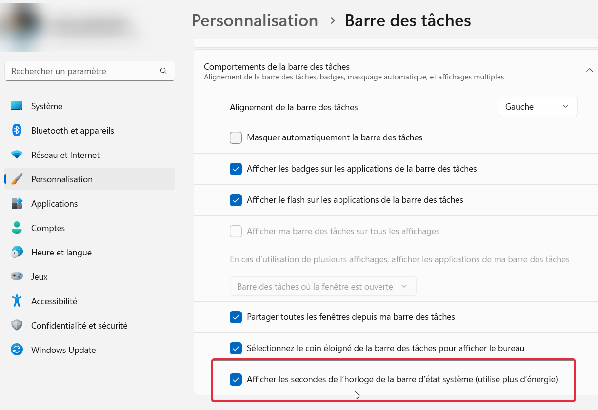 Windows 11 afficher l'heure et secondes ? - Partage & Compétences ...